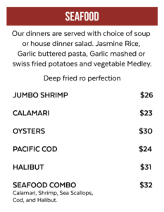 Menu - Hilltop House Restaurant and Lounge